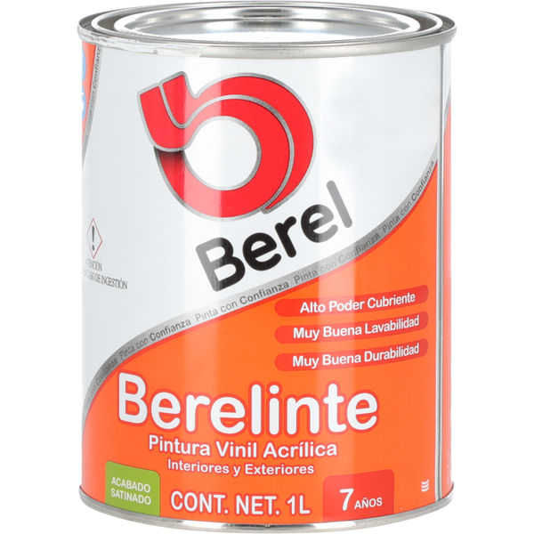 Pintura Berel Berelinte Vinil Acrílica Interior/Exterior 1L Base Tint ...