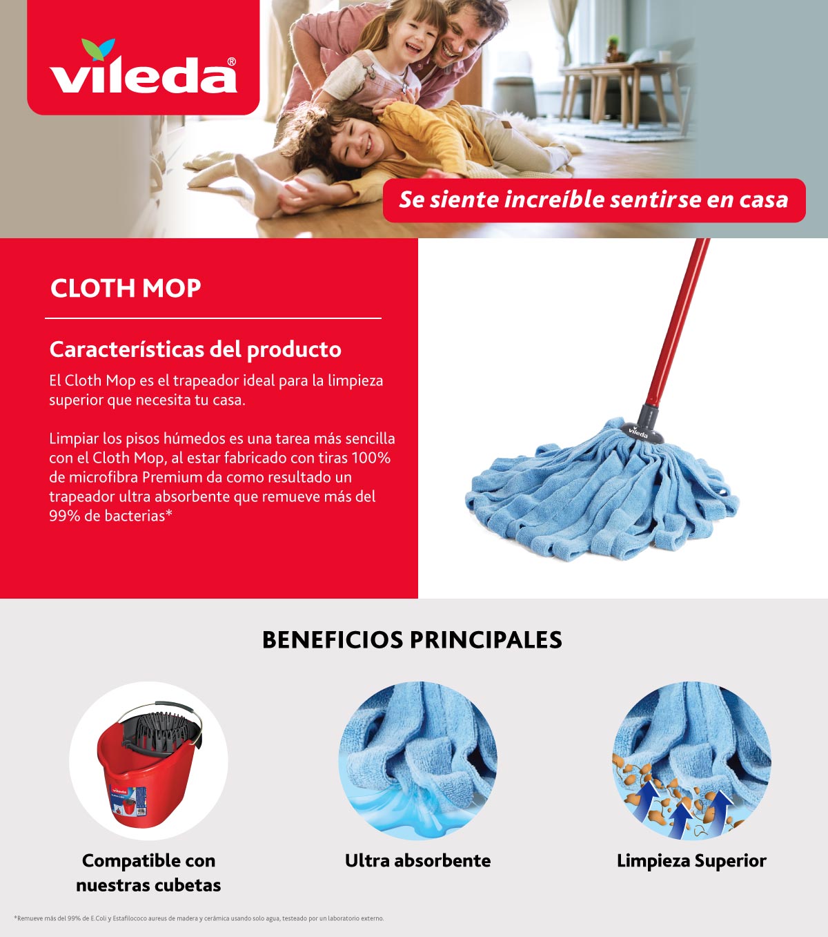 TRAPEADOR CLOTH MOP MICROFIBRA VILEDA AZUL | The Home Depot México