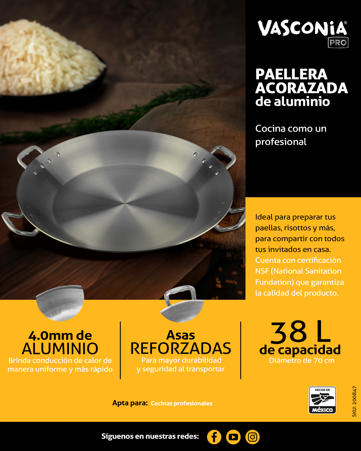 PAELLERA ACORZADA VASCONIA DE 70 CM DE ALUMINIO | The Home Depot México