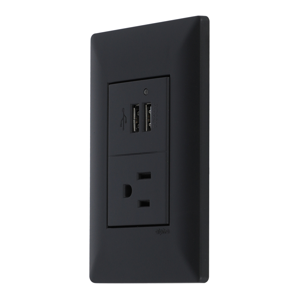 CONTACTO CON TOMA DE CARGA USB TIPO A Y PLACA DE PARED NEGRO | The Home ...