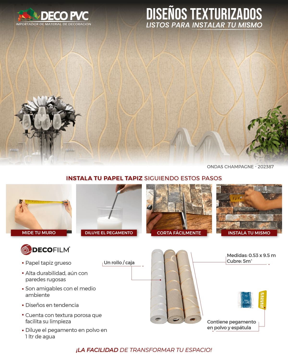 Papel Tapiz 0 53m 9 5m 5m2 The Home Depot México