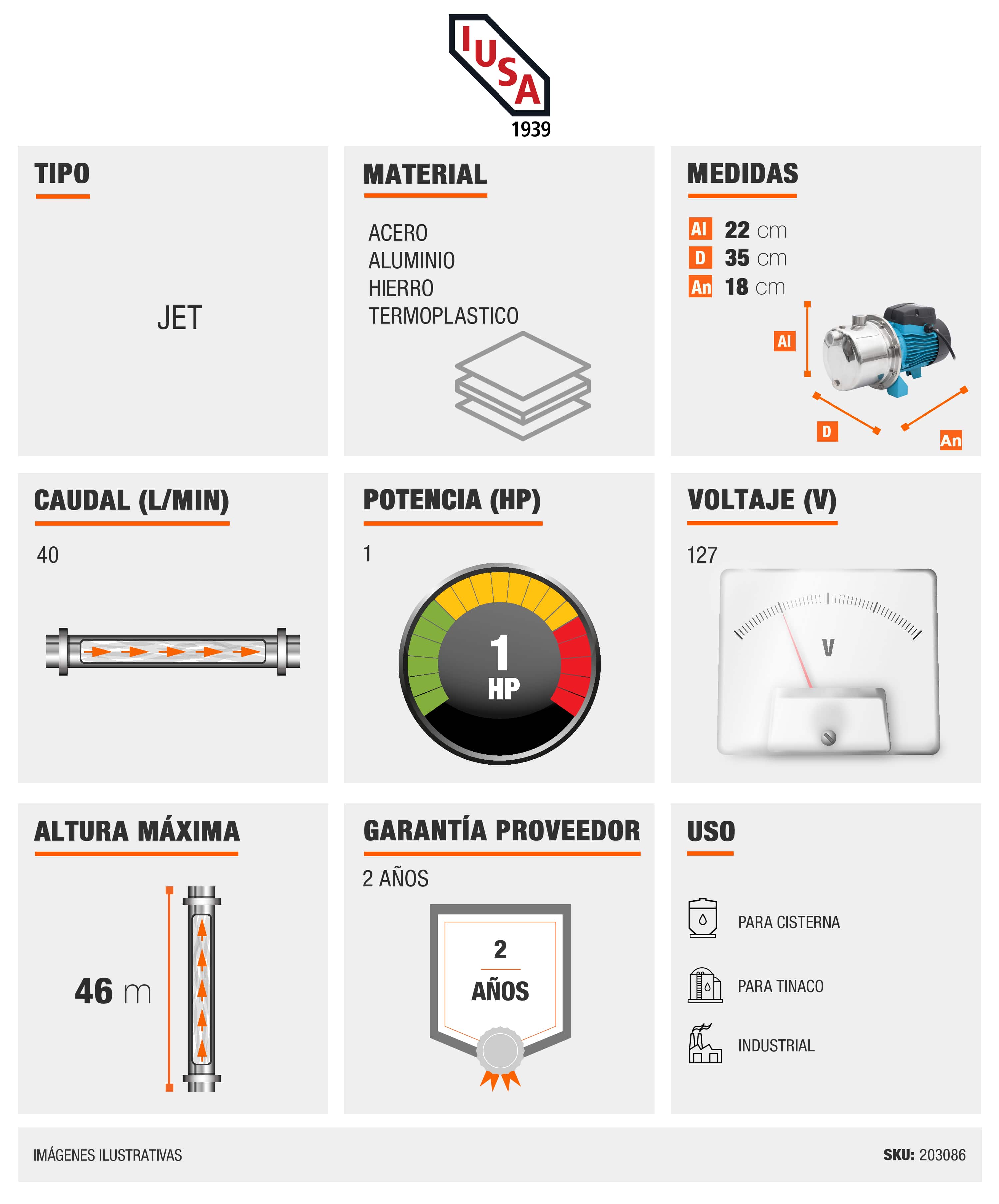 BOMBA DE AGUA JET 1 HP 55 L/MIN 127 V | The Home Depot México