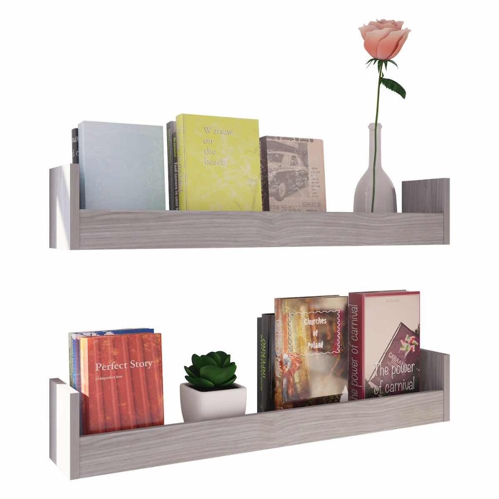 JUEGO DE 2 REPISAS OPCIONES FLOTANTES 14 X80 CM (GRIS TEXTURIZADO ...