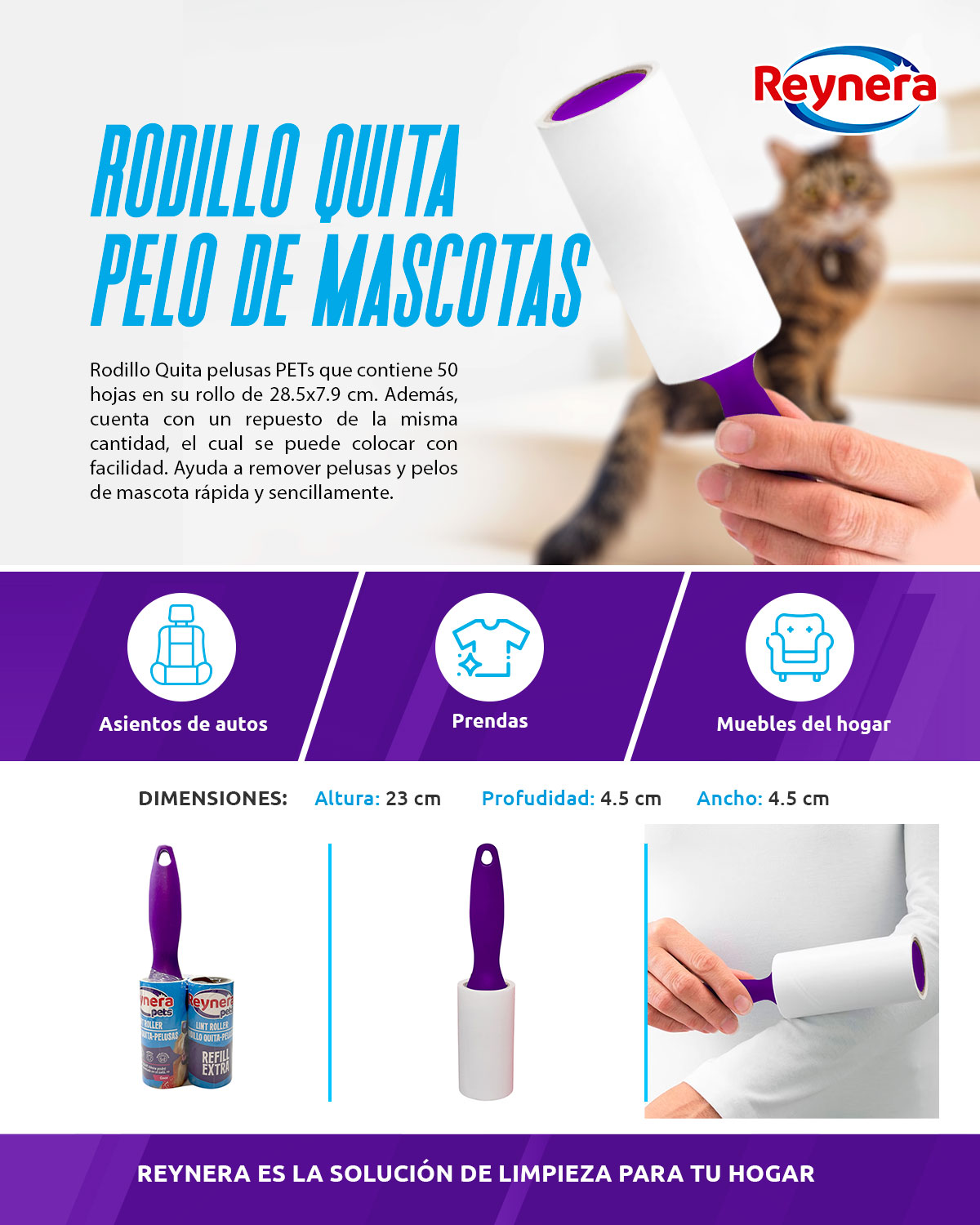RODILLO QUITA PELUSAS PLÁSTICO MORADO .122 KG | The Home Depot México