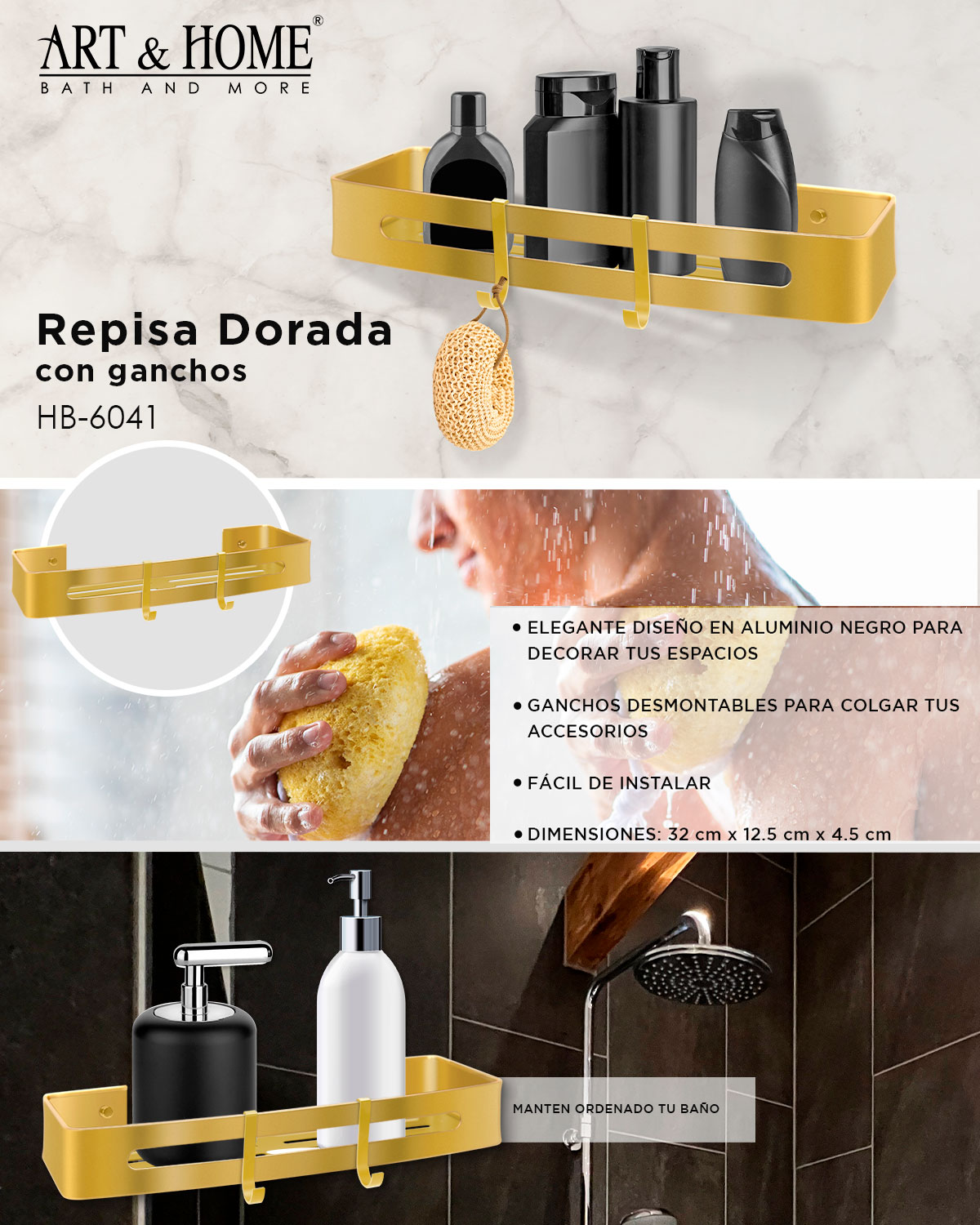 REPISA RECTANGULAR CON GANCHOS | The Home Depot México