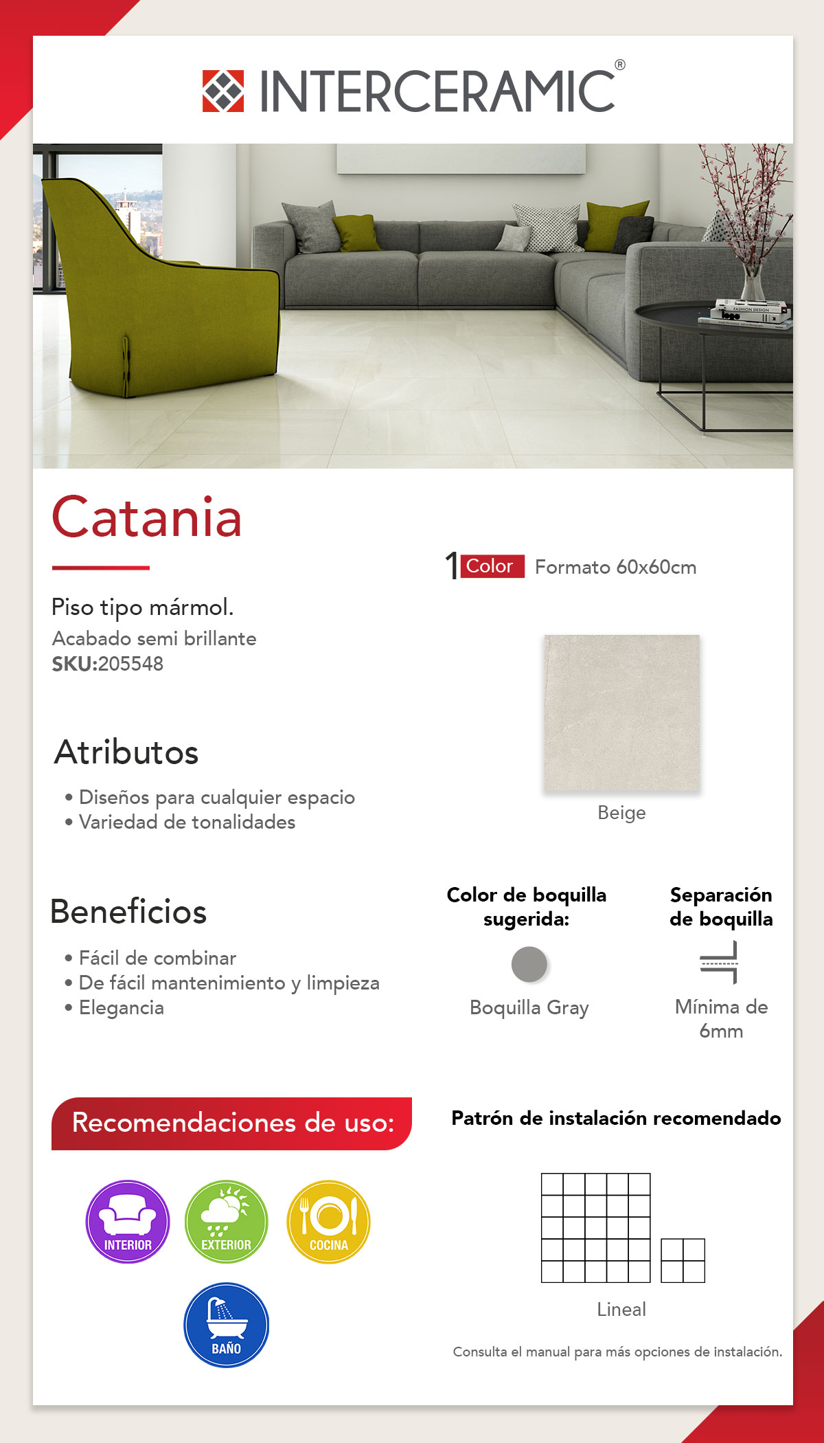 PISO CERÁMICO CATANIA AVORIO 60 X 60 CM CAJA CON 1.44 M2 | The Home ...