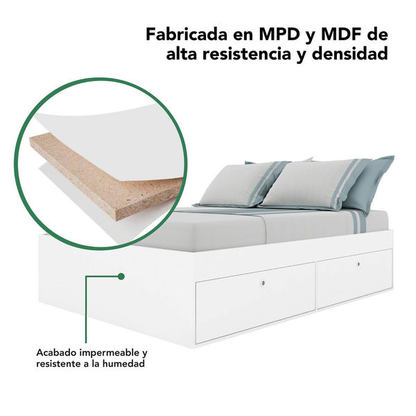 Base Cama Matrimonial Con Cajones Blanca | The Home Depot México
