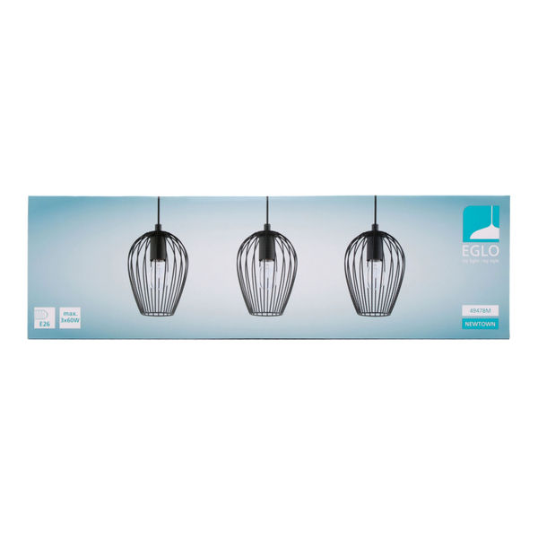 LÁMPARA COLGANTE VINTAGE DE ACERO NEGRO MATE 3 LUCES NEWTOWN | The Home ...