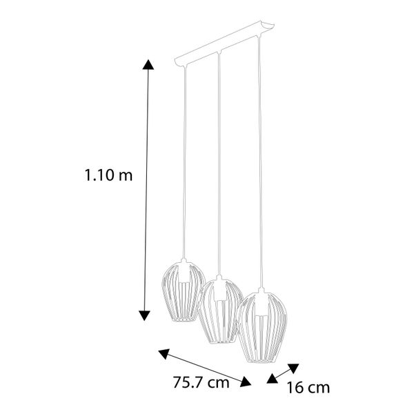 LÁMPARA COLGANTE VINTAGE DE ACERO NEGRO MATE 3 LUCES NEWTOWN | The Home ...