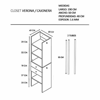 CLOSET VERONA 2 CAJONERAS PREMIUM AJUSTABLE LOMBARDIA | The Home Depot ...