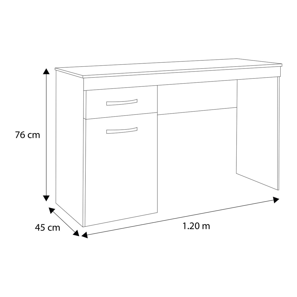 ESCRITORIO CON COMPARTIMENTO Y CAJÓN 76 X 45 CM X 1.20 M | The Home ...