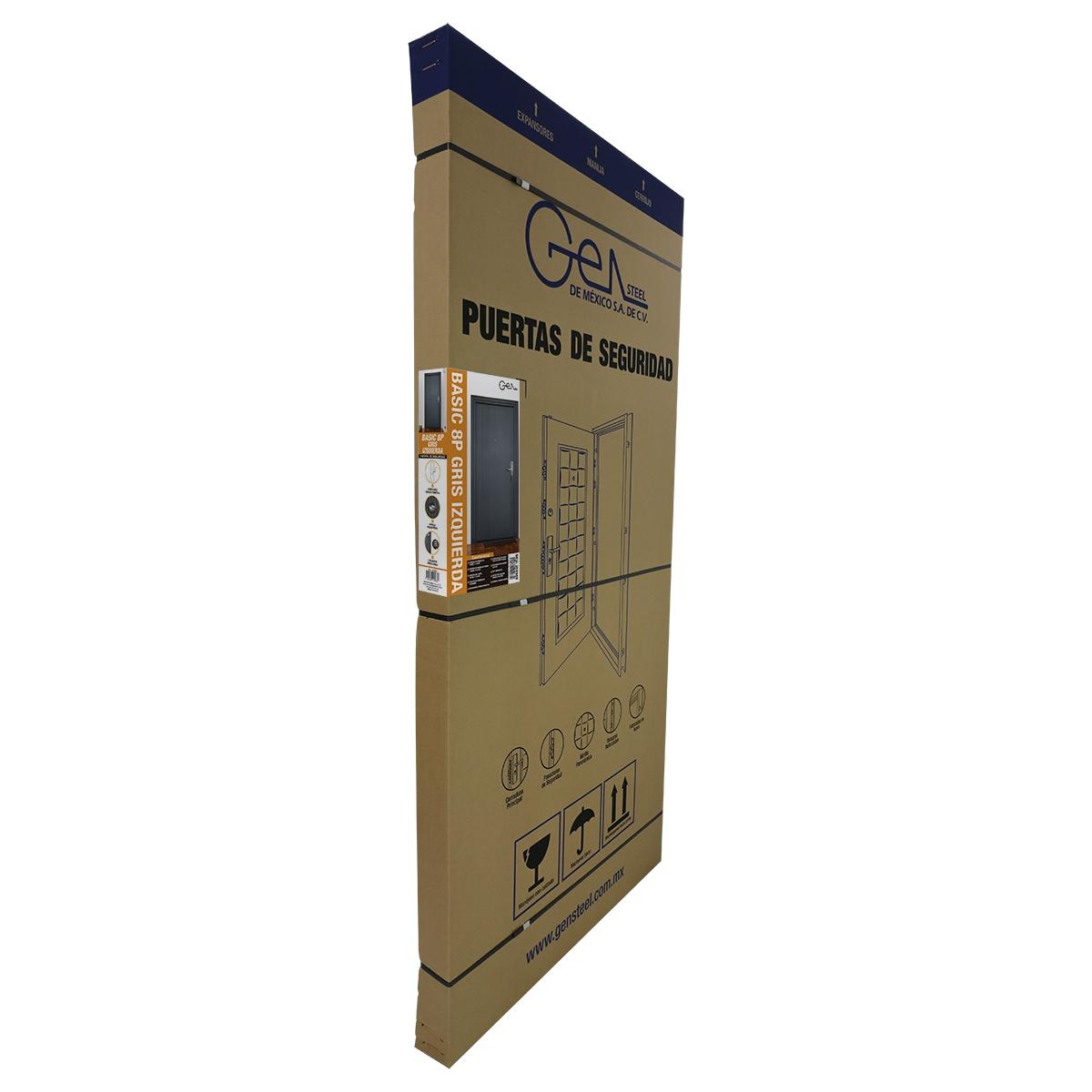 PUERTA DE SEGURIDAD BASIC 8P GRIS IZQUIERDA 96 X 213 CM | The Home ...