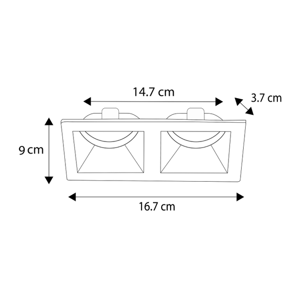 LÁMPARA DE EMPOTRAR EN TECHO TIPO SPOT 3.7 X 16.7 X 9 CM 2 LUCES NEGRO ...