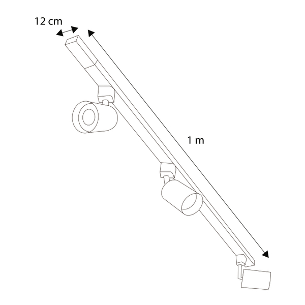 KIT DE 3 LÁMPARAS DE USO EN RIEL EN TECHO TIPO SPOT 12 CM X 1 M 3 LUCES ...
