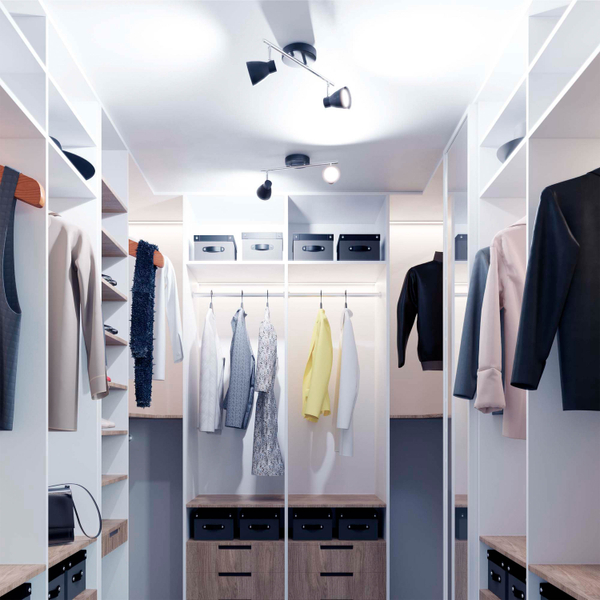 LÁMPARA DE SOBREPONER EN TECHO TIPO SPOT 18 X 38.5 CM 2 LUCES NEGRO LUZ ...