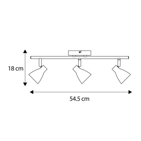 LÁMPARA DE SOBREPONER EN TECHO TIPO SPOT 18 X 54.5 CM 3 LUCES BLANCO ...