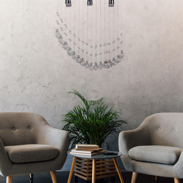 LÁMPARA CANDIL LED 65 X 60 X 30 CM CROMO | The Home Depot México