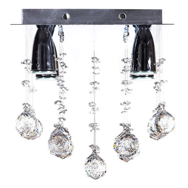 LÁMPARA CANDIL LED 30 X 30 X 30 CM CROMO | The Home Depot México