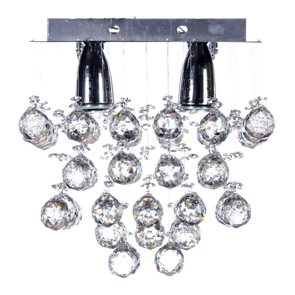 LÁMPARA CANDIL LED 30 X 30 X 30 CM CROMO | The Home Depot México