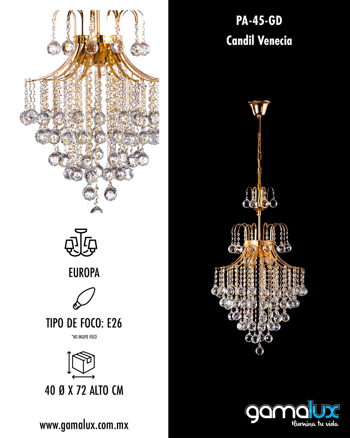 LÁMPARA CANDIL LED 72 X 40 CM DORADO | The Home Depot México