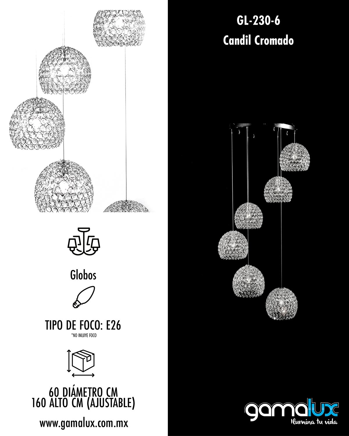 LÁMPARA COLGANTE LED 1.60 M X 50 CM CROMO | The Home Depot México