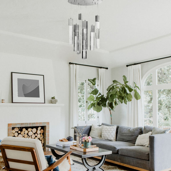 LÁMPARA CANDIL LED 1 M X 40 CM CROMO | The Home Depot México