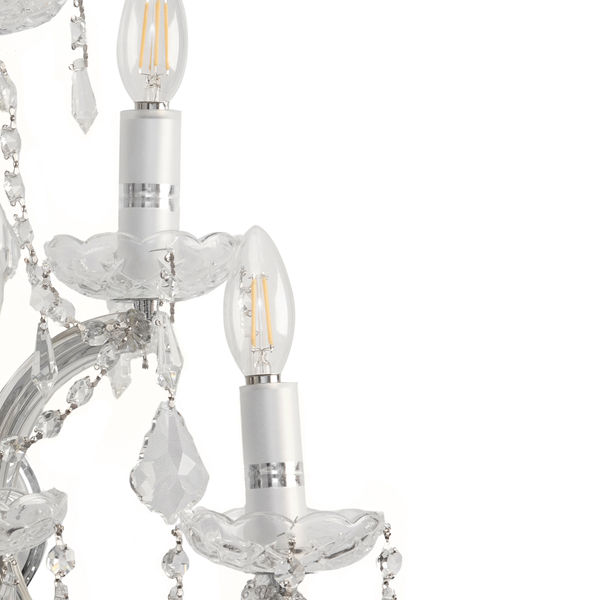 ARBOTANTE CLÁSICO MA THERESA CRISTAL METAL PLATA CROMADO 6 LUCES LED ...
