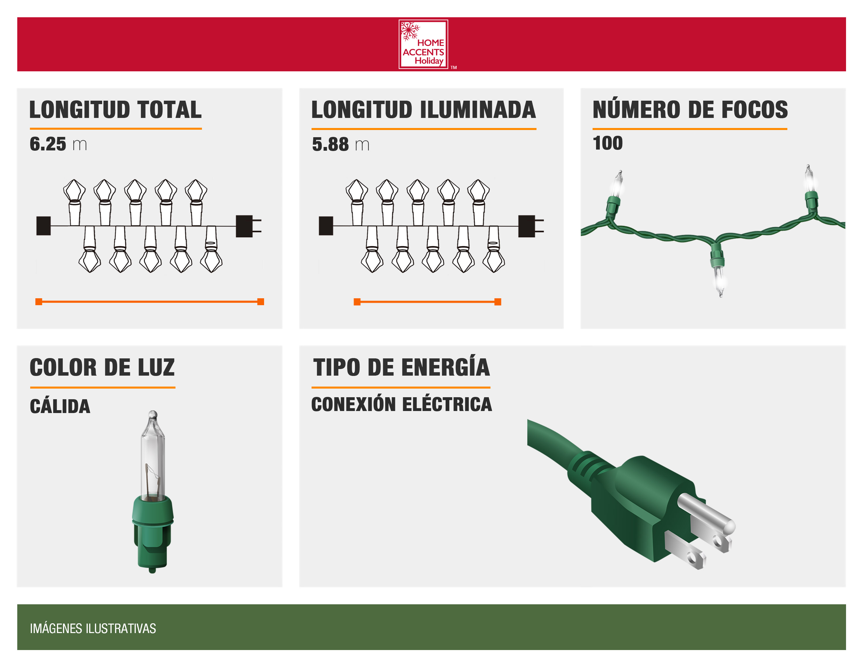 SERIE LUCES LED GEMAS 100L CALIDAS | The Home Depot México