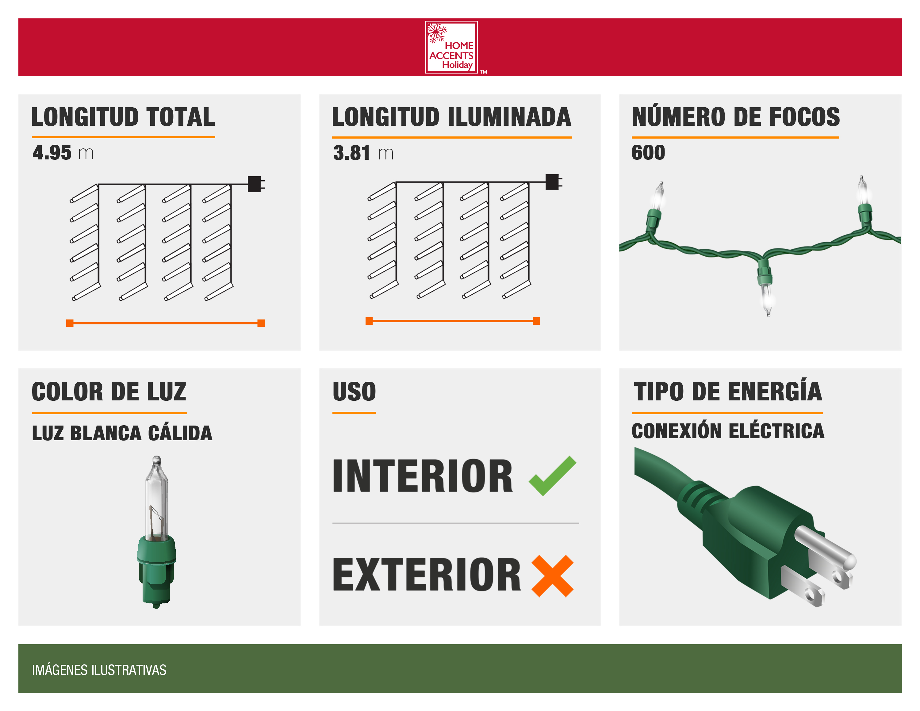 SERIE LUCES LED CORTINA 600L 3.0M CÁLIDAS | The Home Depot México