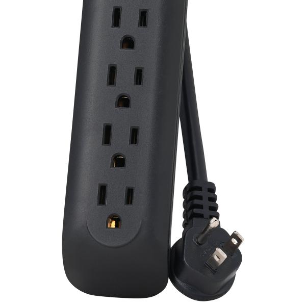 BARRA MULTICONTACTO CON SUPRESOR DE PICOS 6 CONTACTOS NEGRO | The Home ...