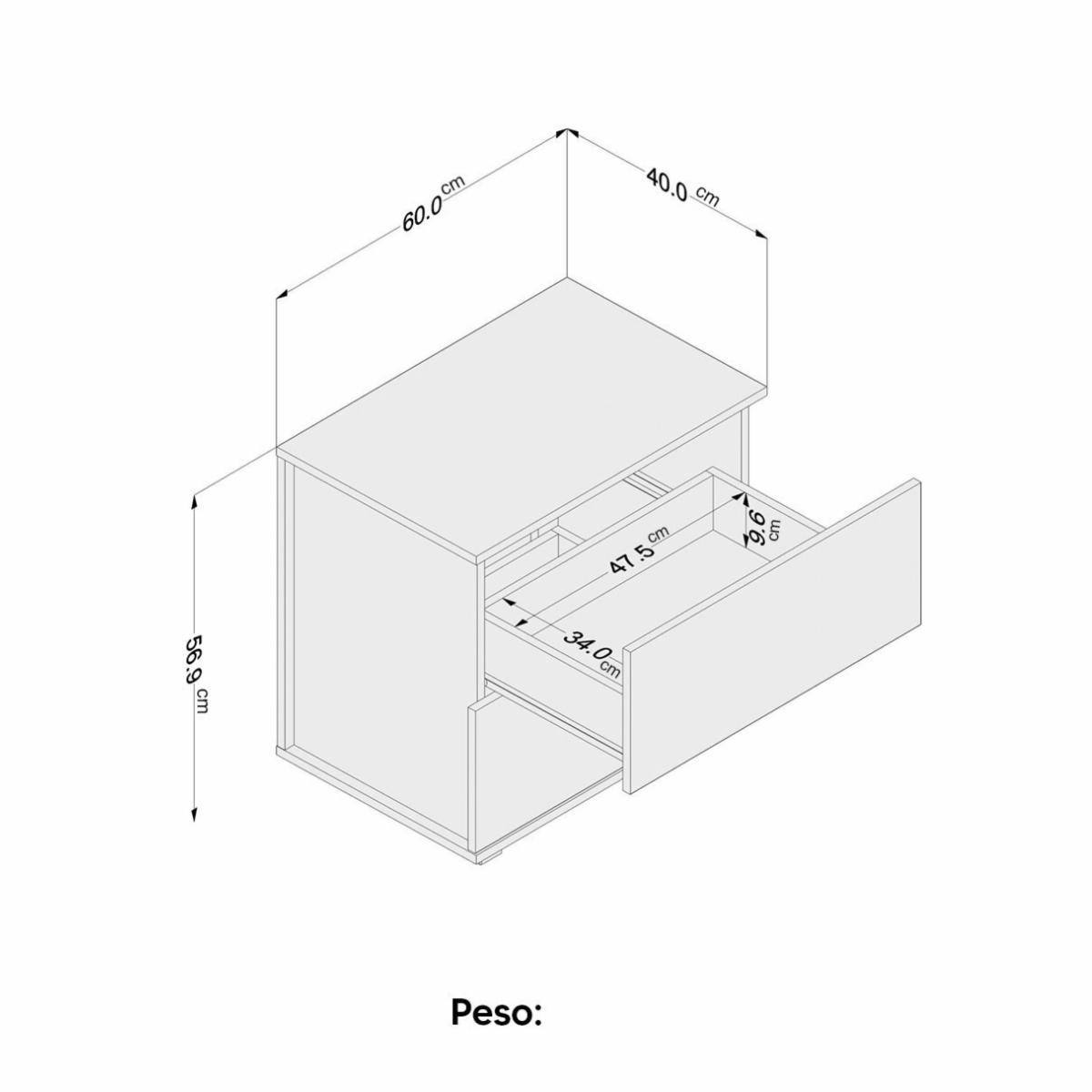 MOBI BURÓ DE MADERA MODELO CATAR COLOR BLANCO LARGO 60 CM 2 CAJONES ...