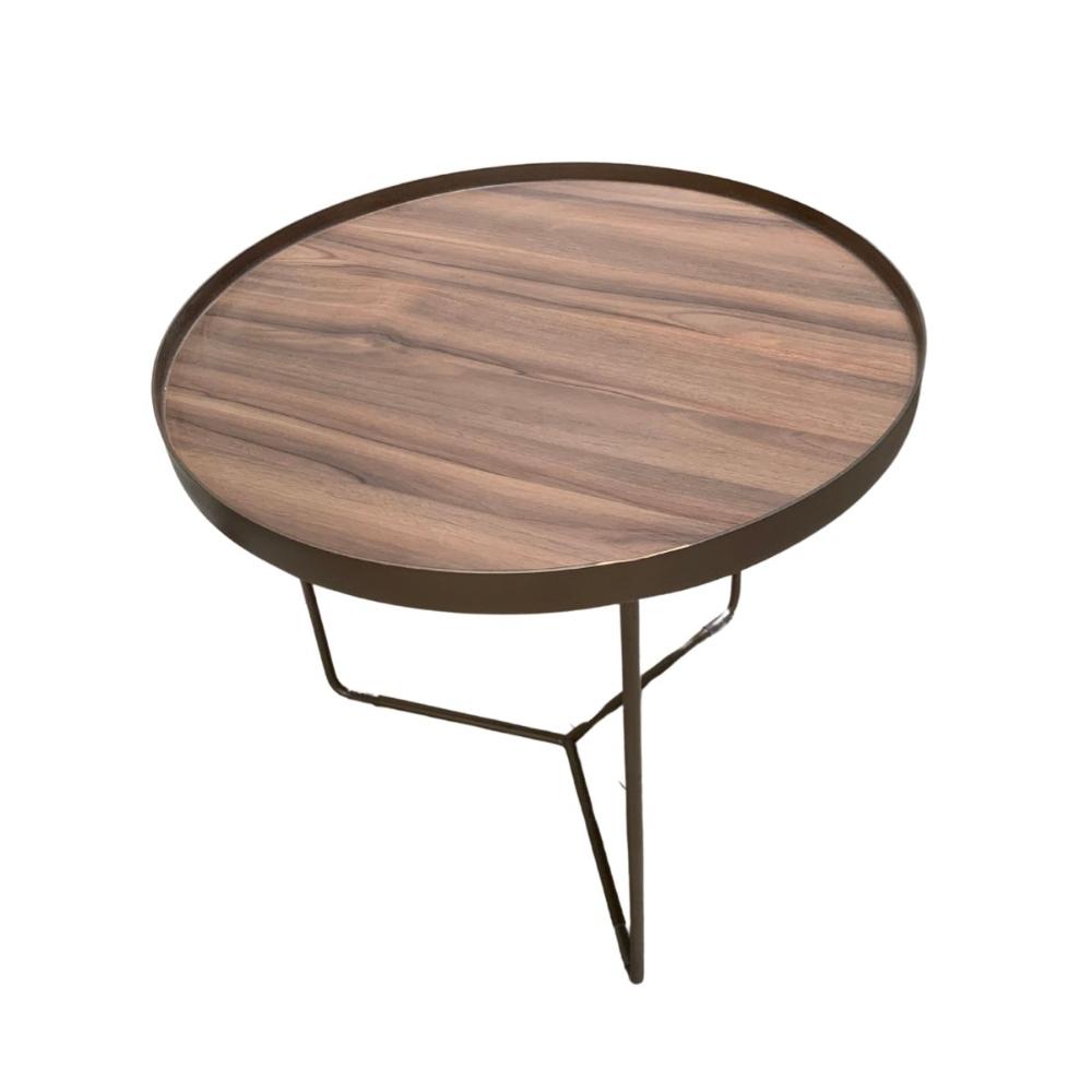 MESA LATERAL DE METAL CON CUBIERTA DE MELAMINA COLOR CAFÉ | The Home ...