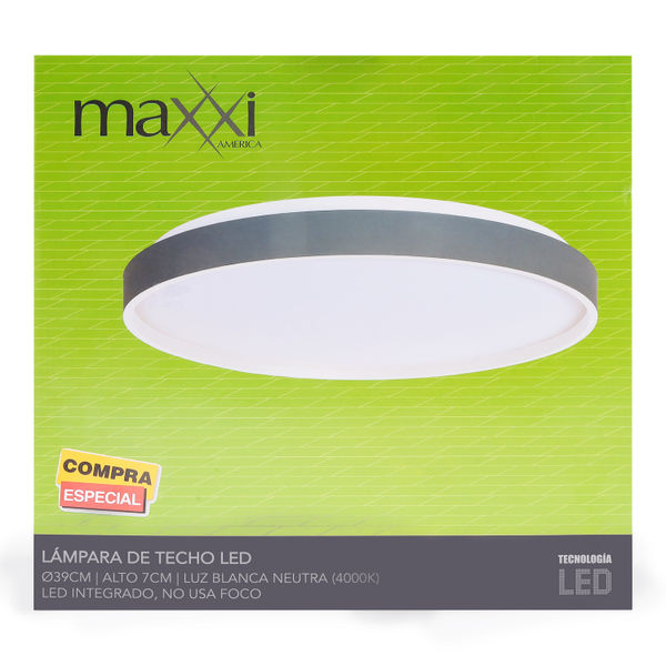 LÁMPARA DE TECHO LED 7 X 39 CM GRIS | The Home Depot México