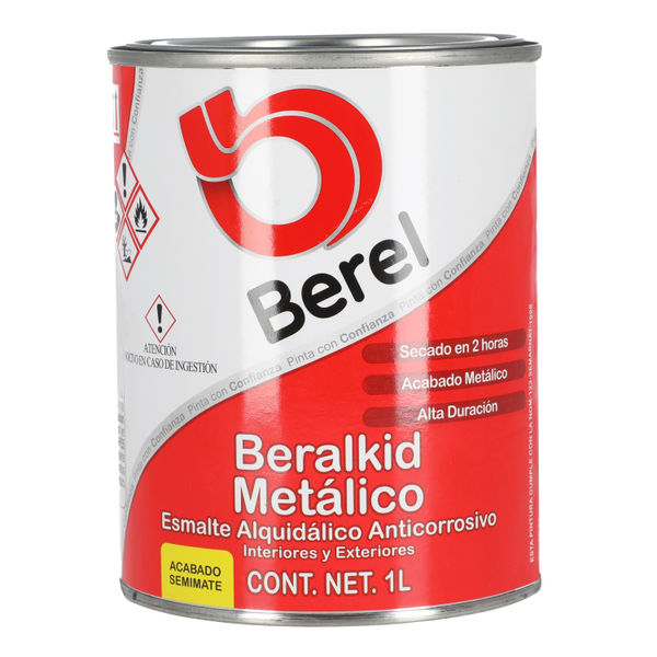 Esmalte Berel Beralkid Metálico Alquidálico Interior/Exterior 1L Base ...