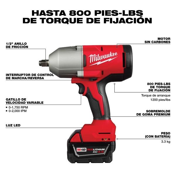 M18 LLAVE DE IMPACTO 1/2 PULG CON JUEGO DE DADOS DE IMPACTO SHOCKWAVE ...