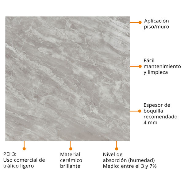 PISO SERRANO 55X55 GRIS 1.49 M2 | The Home Depot México