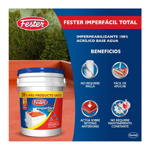 IMPERMEABILIZANTE ACRÍLICO IMPERFÁCIL TOTAL 6 AÑOS TERRACOTA 22.8 L ...