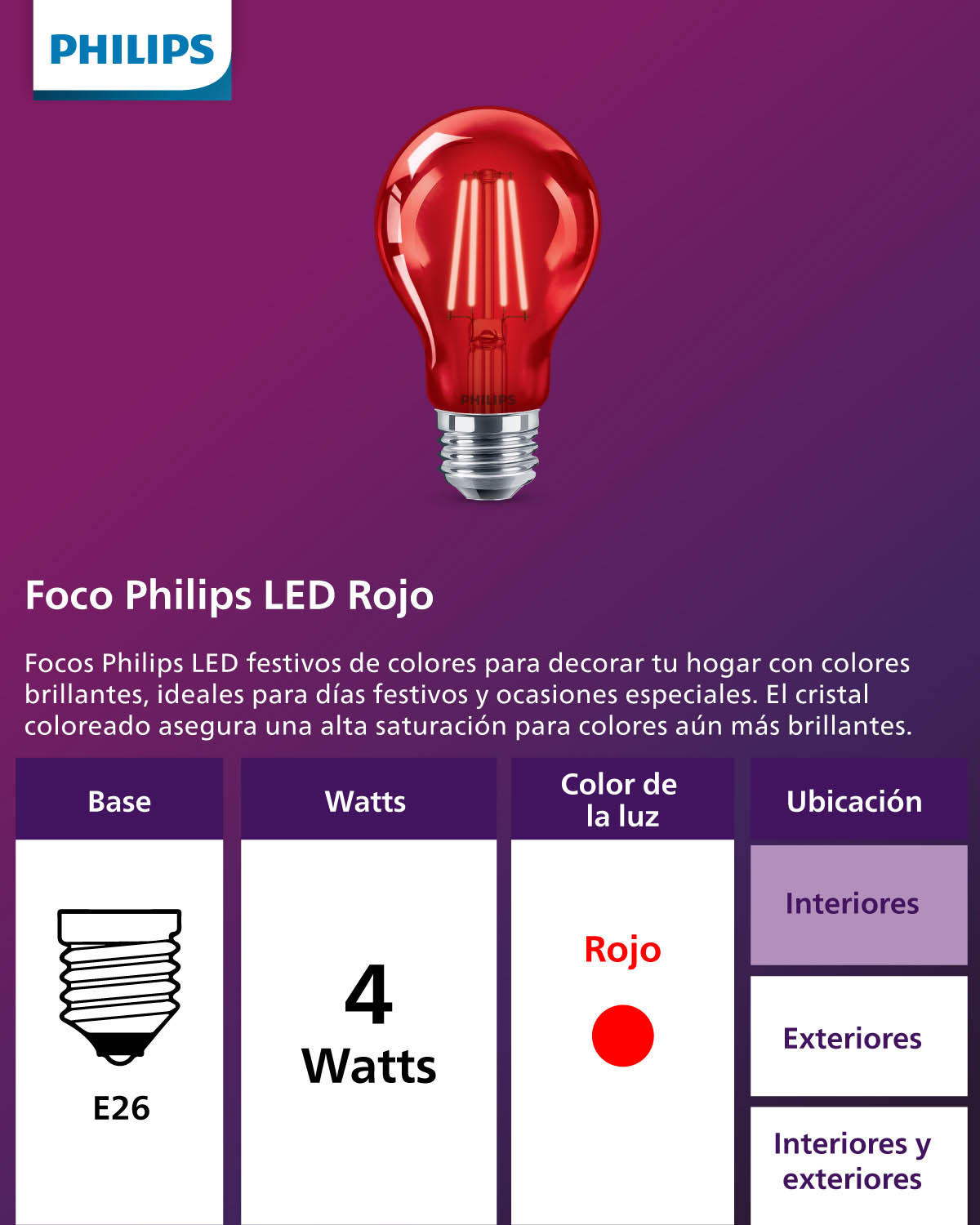 FOCO LED A19 ROJO | The Home Depot México