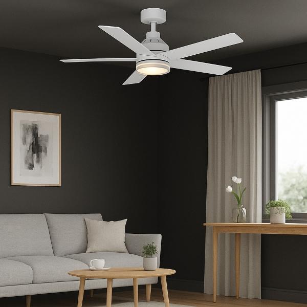 VENTILADOR DE TECHO ASHBURROW 52\" MODERNO CON LED INTEGRADO BLANCO ...