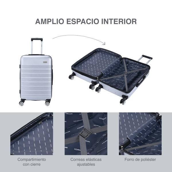 SET DE 3 MALETAS ABS 8 RUEDAS MONTEVIDEO 20,24 Y 28 GRIS | The Home ...