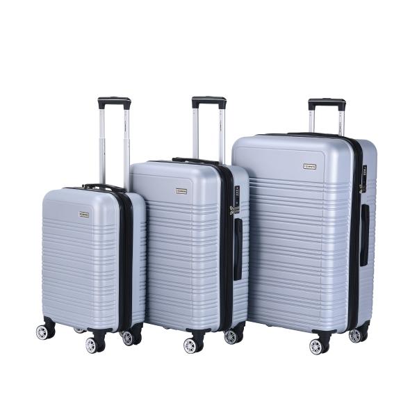 SET DE 3 MALETAS ABS 8 RUEDAS MONTEVIDEO 20,24 Y 28 GRIS | The Home ...