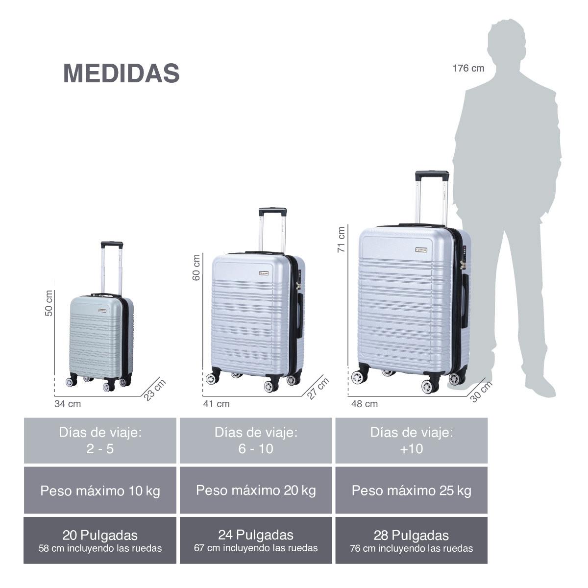 SET DE 3 MALETAS ABS 8 RUEDAS MONTEVIDEO 20,24 Y 28 GRIS | The Home ...