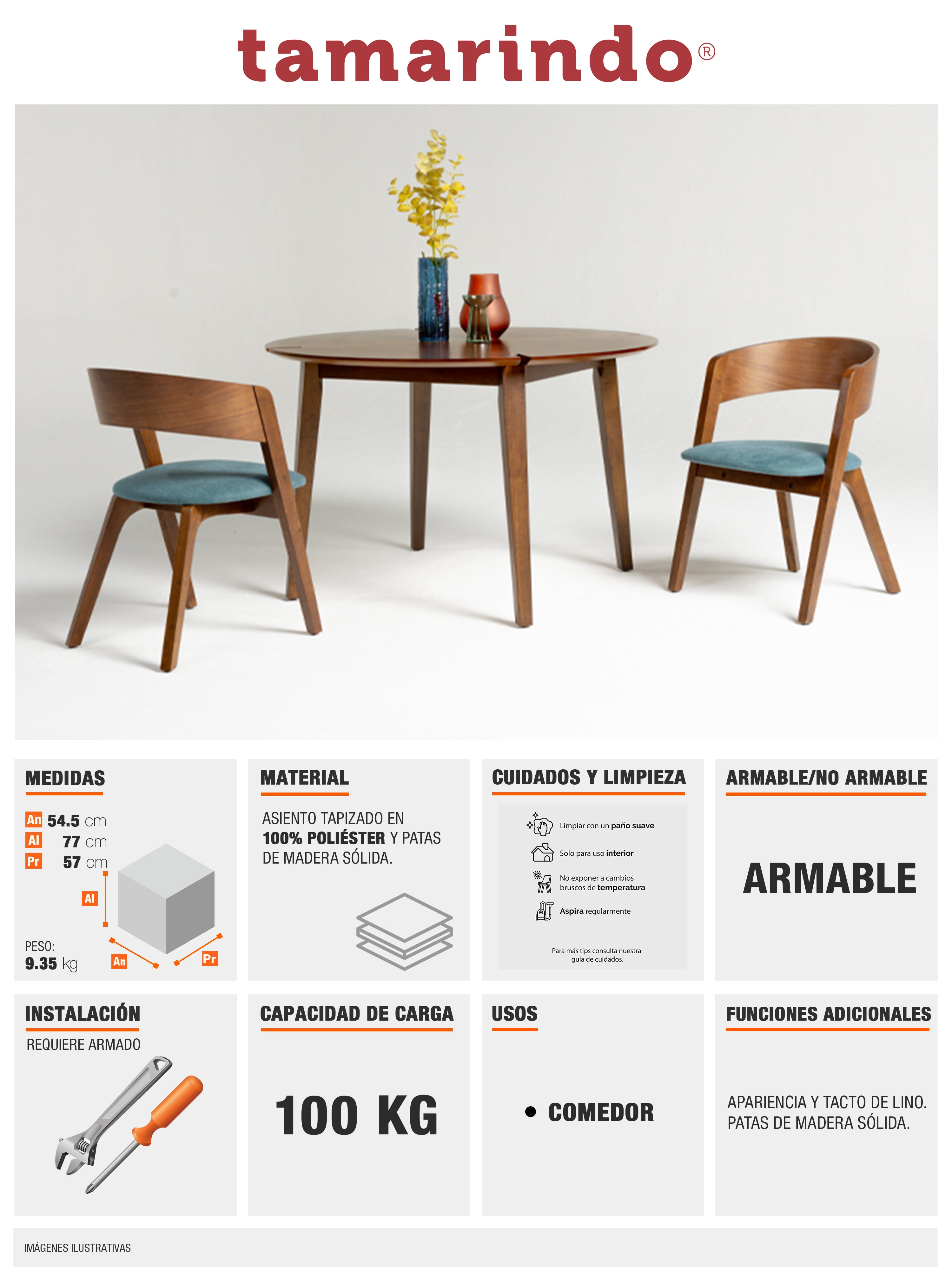 SILLA TELA TURQUESA NOGAL EBI | The Home Depot México