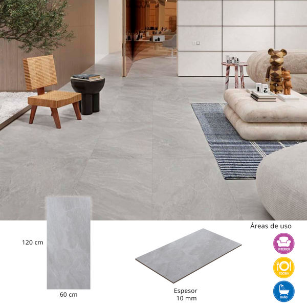 PISO GRES LUMINOVA GRIGIO 60 X 120 CM CAJA CON 1.4 | The Home Depot México