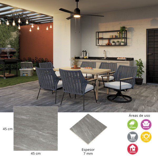 PISO TERRENOVA 45X45 DARK GRAY 1.64 M2 | The Home Depot México