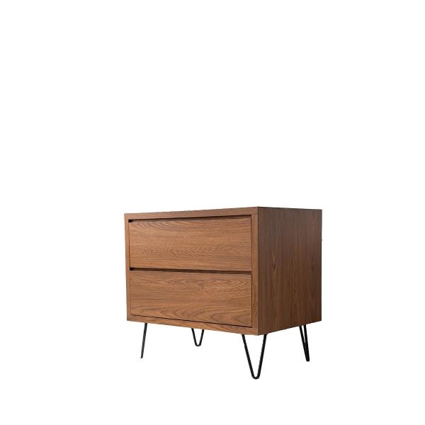 BURÓ COLOR NOGAL CON 2 CAJONES. PATAS METÁLICAS COLOR NEGRO Y ...