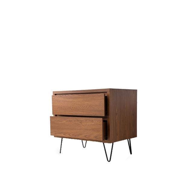 BURÓ COLOR NOGAL CON 2 CAJONES. PATAS METÁLICAS COLOR NEGRO Y ...