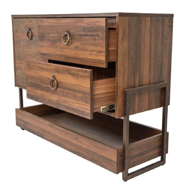 BUFFETE BAR COLOR NOGAL CON 2 CAJONES, 1 PUERTA Y UN ENTREPAÑO. HECHO DE MADERA SÓLIDA NATURAL Y ...