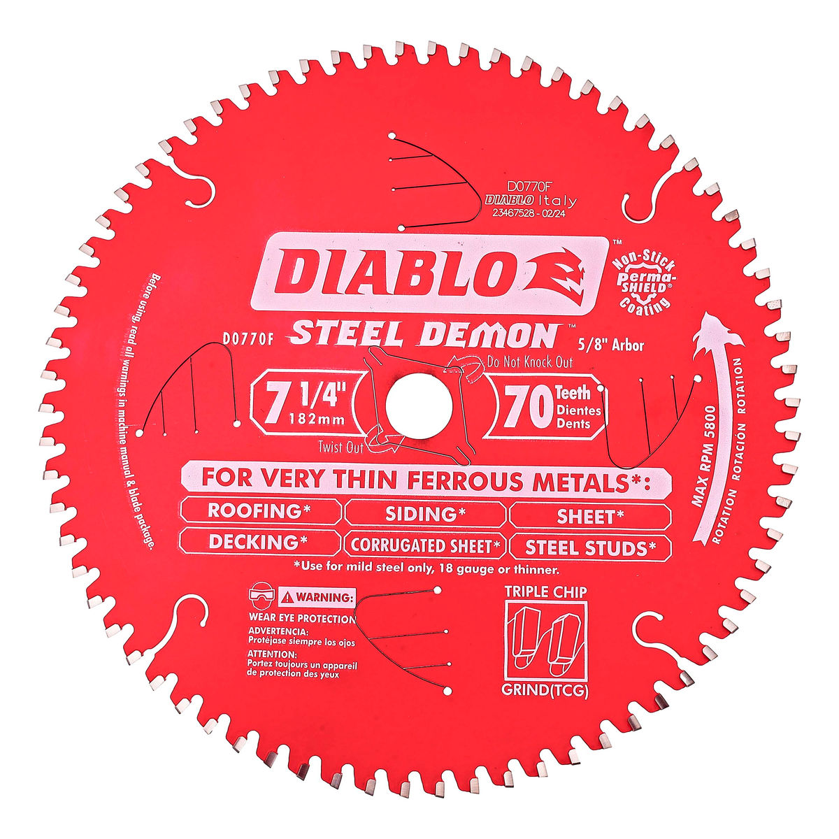 DISCO DE SIERRA CIRCULAR DIABLO STEEL DEMON 71/4" | The Home Depot ...