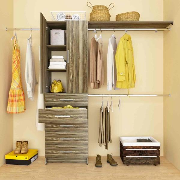 CLOSET 5 CAJONES CON PUERTAS Y MALETERO EBANO RUSTIKO | The Home Depot ...